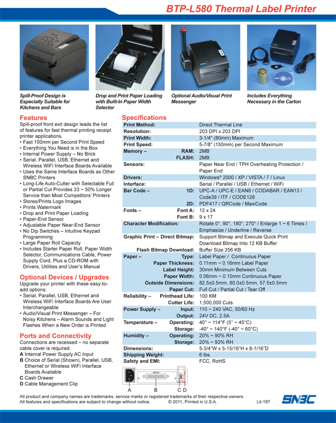 Posregister.com |SNBC BTP-R580 Thermal Printer